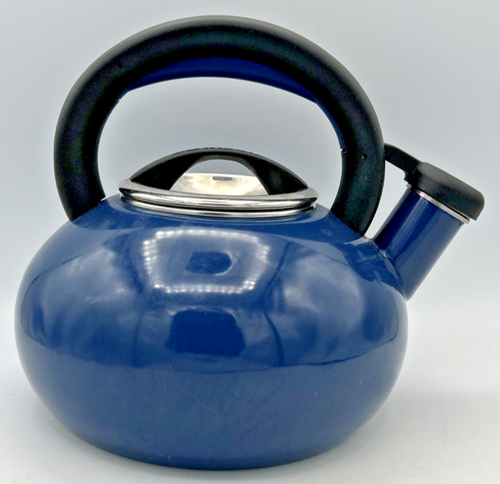 Circulon Whistling Tea Pot Kettle Blue Enamel 1.5 Quart With Lid | eBay