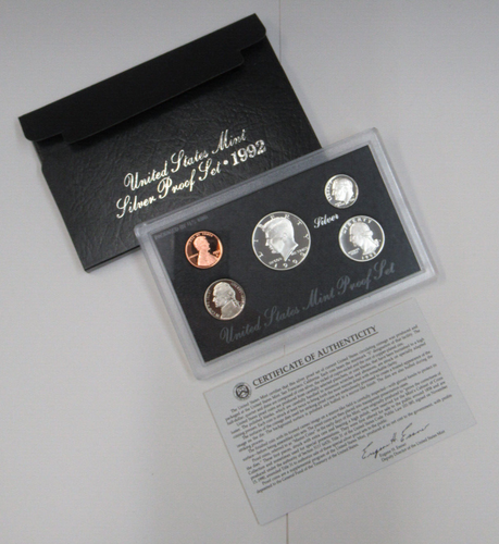 United States Mint 1992 SILVER PROOF SET of 5-Coins in Original Box ...