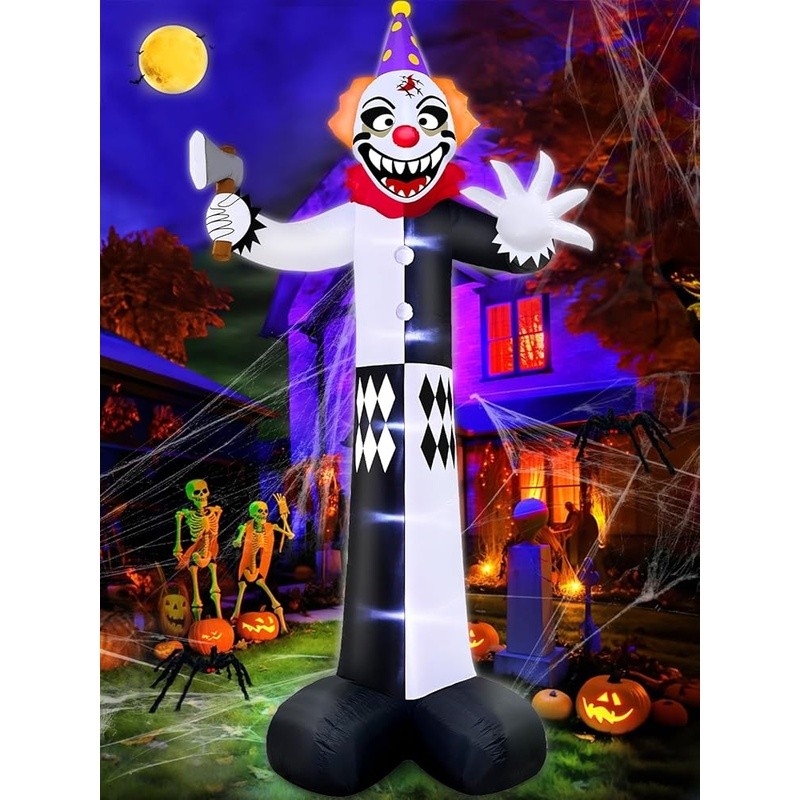 12Ft Giant Scary Clown Inflatable Halloween Decoration W/ LED Lights ...