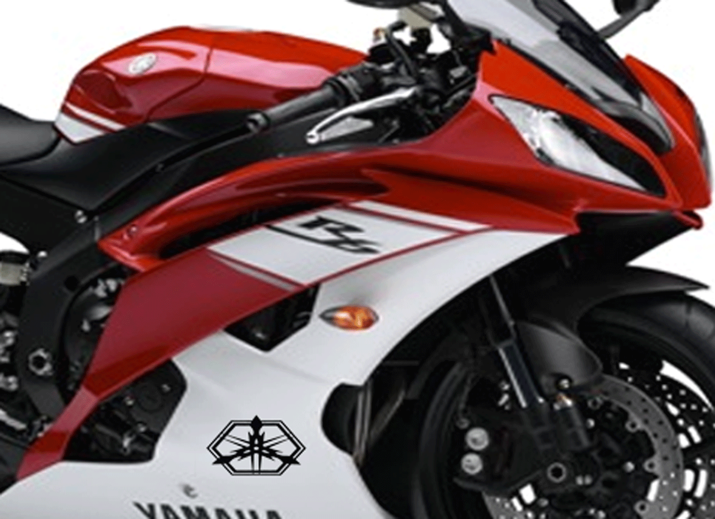 MODERN R1 R6 YZF FJR TUNING FORK DECALS STICKERS 3" SET COLOR OR CHROME ...