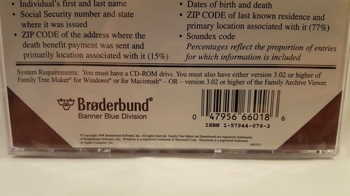 Family Archives: U.S. Social Security Death Index (BRODERBUND) / CD-ROM ...