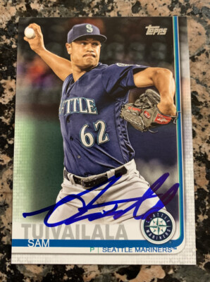 SAM TUIVAILALA Signed 2019 Topps Baseball Card #247 SEATTLE MARINERS ...