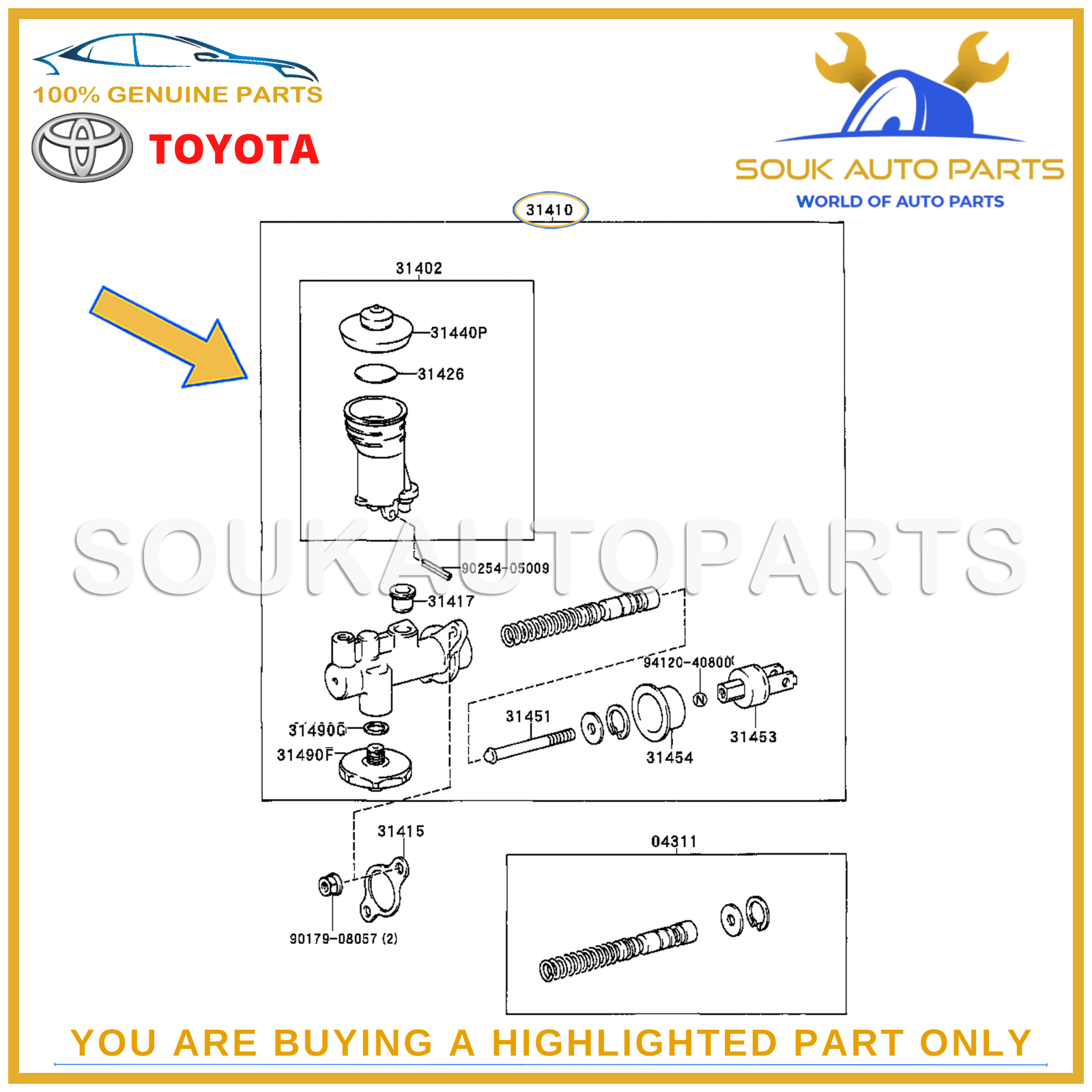 31410-60571 Genuine Toyota CLUTCH MASTER CYLINDER ASSY 3141060571 OEM ...