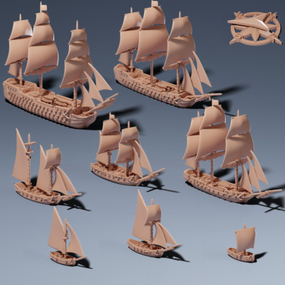 Sailing Ship Miniatures 1/700 Fleet Pack | Models Warship Vessels Black ...