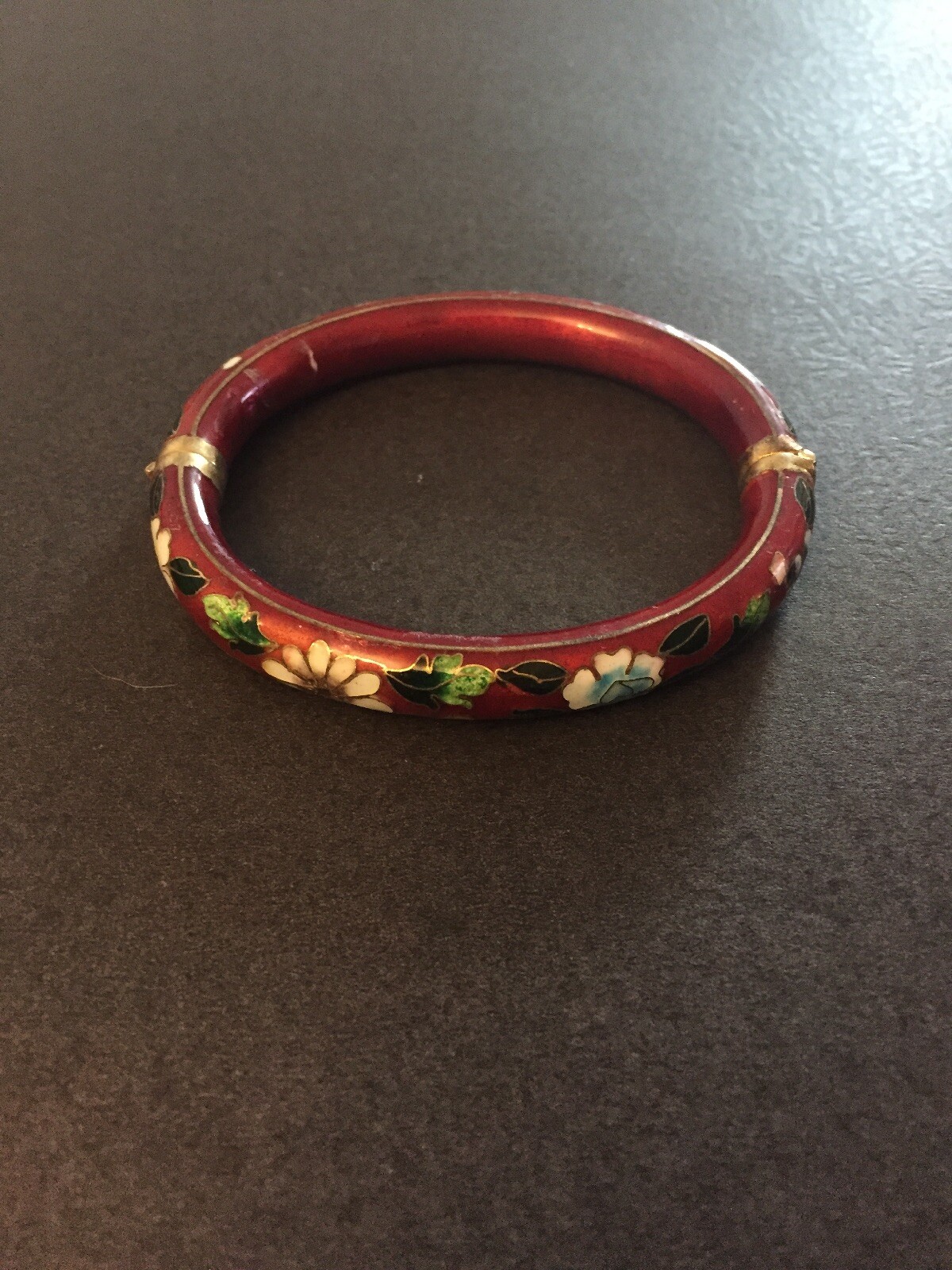 Vintage Chinese Gold Tone Enamel Flower Cloisonne Ban… - Gem