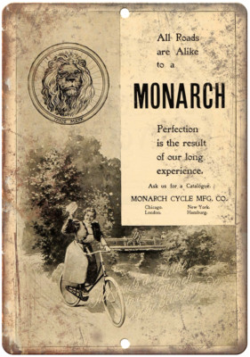 Monarch Bicycles Cycle Mfg Vintage Ad 12" x 9" Reproduction Metal Sign ...
