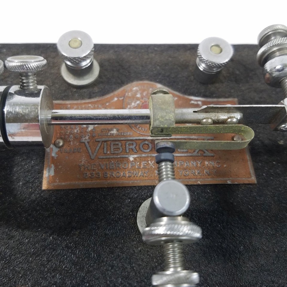 Vibroplex Morse Code Bug Paddle Telegraph Key 1945 Case Wedge Cord ...