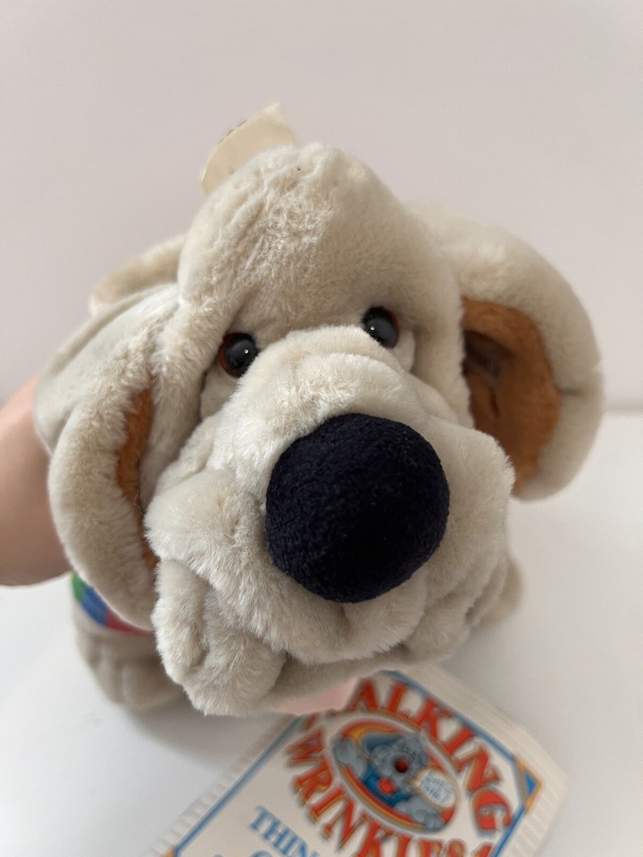 Talking Wrinkles Dog Electronic Puppet Vintage 1986 with Bone & Box ...