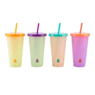 TAL Color Changing Glitter Cup 24 fl oz Tumbler, Multi-Color, 4 Pack | eBay