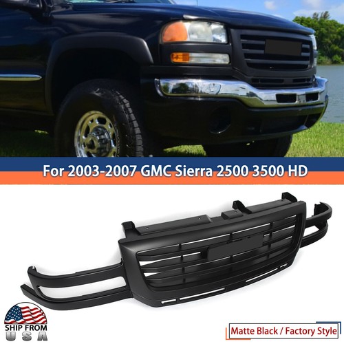 For 2003-2007 GMC Sierra 2500 3500 HD Grille Assembly Matte Black Shell ...