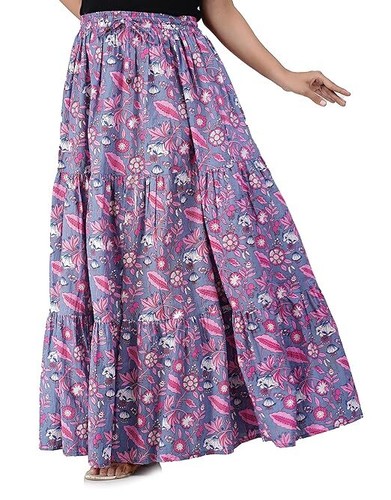 Women's 40" Inch Long Printed Cotton Skirt Perfect for Casual Wear | eBay
