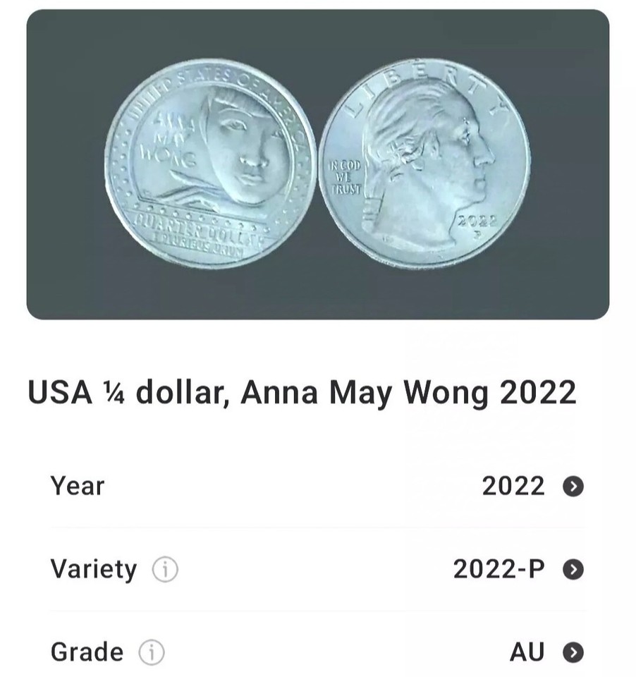 ERROR - 2022 P - ANNA MAY WONG AW QUARTER "IN COD WE TRUST" MINT ERROR ...