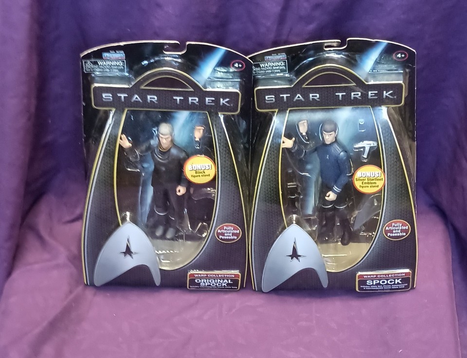 STAR TREK WARP COLLECTION SPOCK & OLD SPOCK FIGURES PLAYMATES 2009 FREE ...