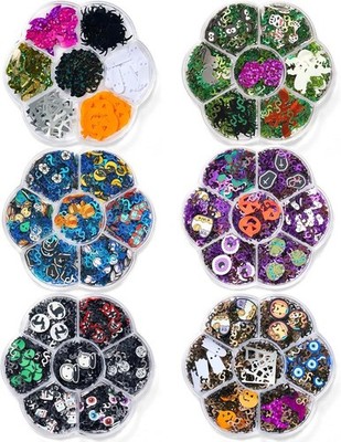 Rose Flower Holographic Chunky Glitter, 6 Boxes Mixes Sequins 3D ...