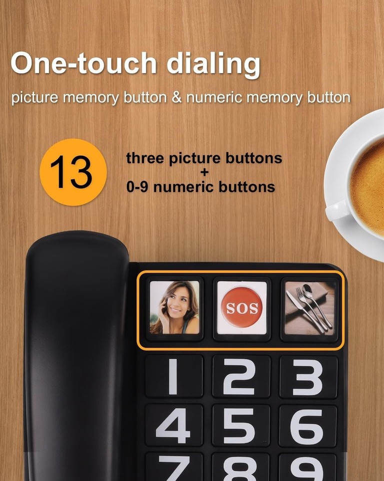 Big Button Phone for Seniors, Large Button Phones for Elderly with ...