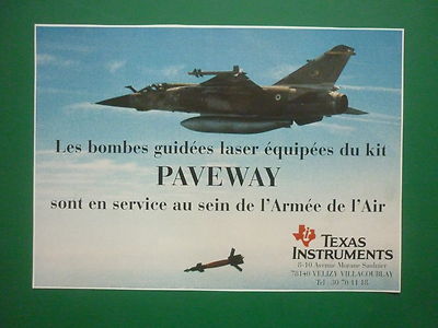 6/1995 PUB TEXAS INSTRUMENTS ARMEE DE L'AIR MIRAGE F1 BOMB PAVEWAY ...