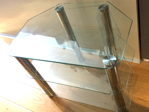Clear Glass TV Stand 3 Tiers Metal Legs Entertainment Unit Corner TV ...
