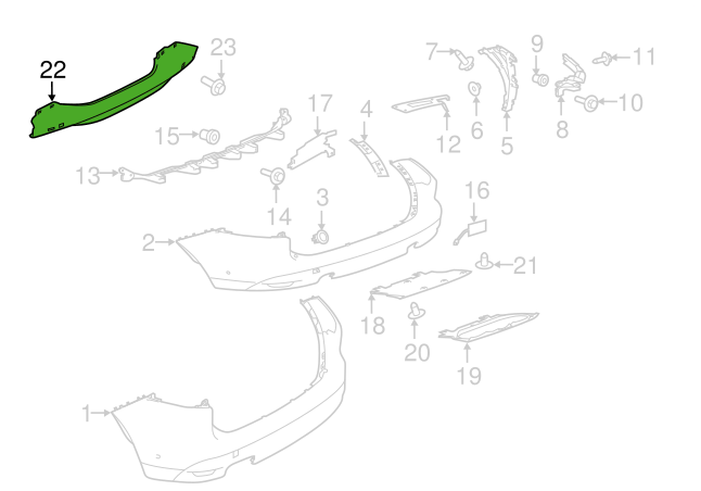 2017 Jaguar XE Mk1 4 Door Saloon T2H1134 Rear Bumper Crash Bar ...