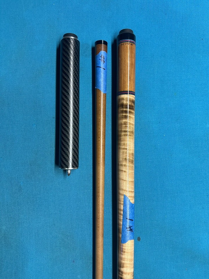 Jeffrey Tucker Goncalo Alves/Curly Maple Pool Cue,30”Kielwood Shaft, 3 ...