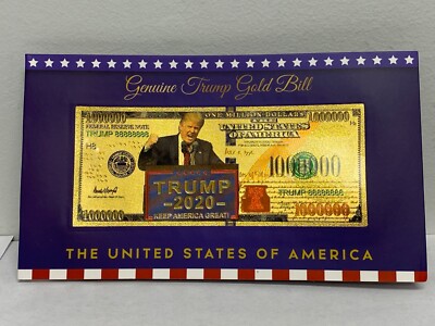 Gold Banknote Trump 1 Million 2020 US dollar Money With COA printed on ...