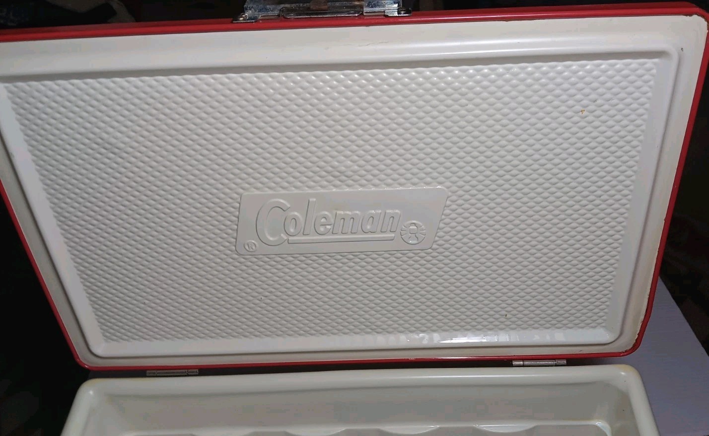 Vintage Coleman Red Metal Cooler w/Handles Bottle Openers & Drain 1970s ...