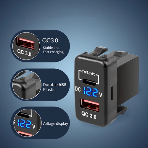 12V-24V USB Outlet Dual 3.0 & PD USB C Port Socket Adapter for Car ...