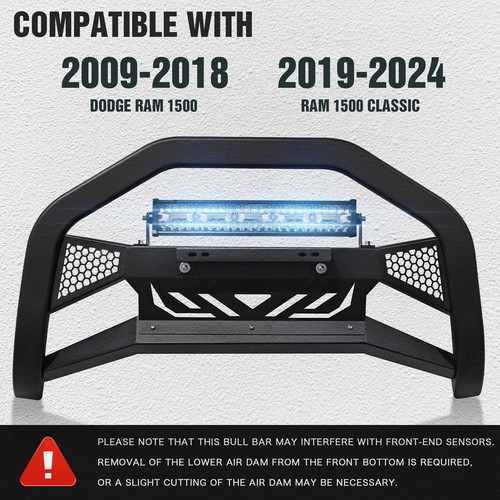 Steel Bull Bar Push Front Bumper Grille Guard For 2009-2018 Dodge Ram ...