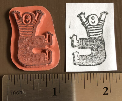 Monster Cyclops Boy Guy unmounted Rubber Stamp sitting arms up | eBay