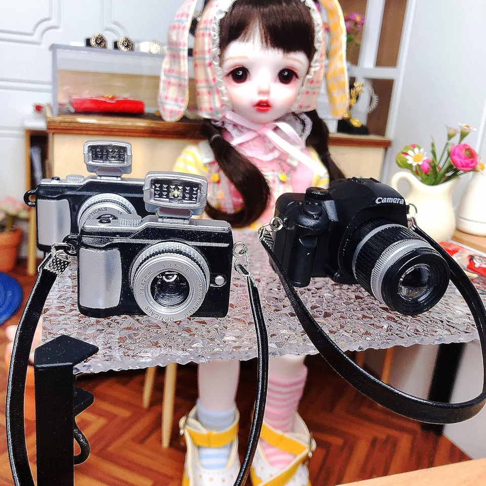 4 Pcs Miniature Camera 1:4 Scale Mini SLR Camera Prop Ornament Vintage ...