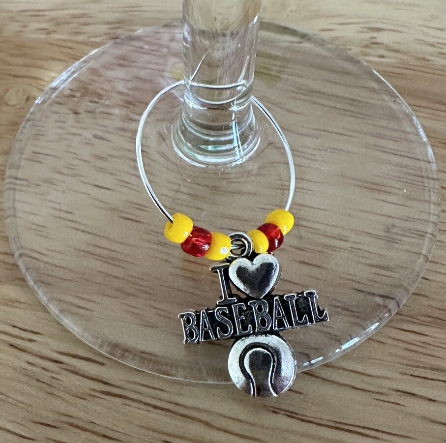 Baseball Wine Charms, Red Yellow Baseball Wine Charms, Baseball Fan🍷⚾️ ...