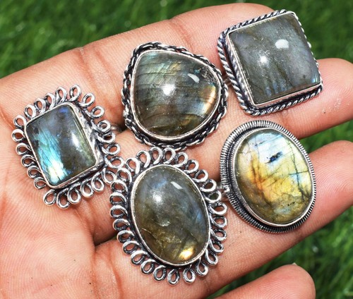 Bulk Sale !! 1pc Labradorite Gemstone 925 Silver Plated Mix Shape ...