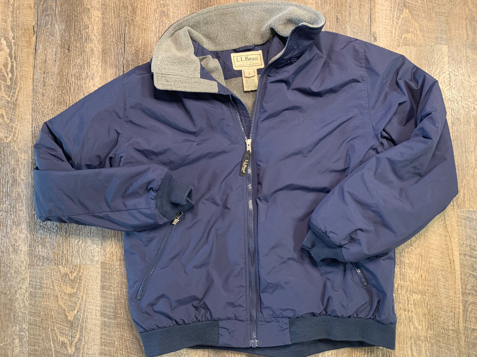 LL Bean Jacket Navy Coat Mens Blue Fleece Lined Thinsulate 205107 Size ...
