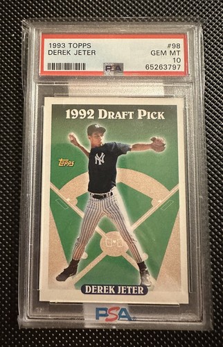 1993 Topps #98 Derek Jeter Yankees RC Rookie HOF PSA 10 GEM MINT Newly ...