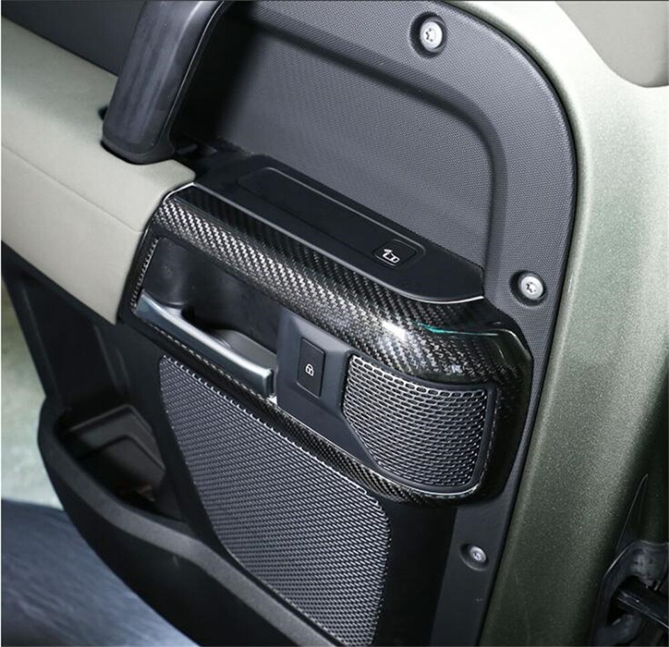 4×Real Carbon Fiber Interior Door Handle Cover For Land Rover Defender ...