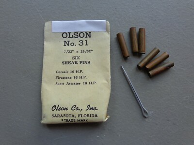 Vtg NOS Olson Outboard Motor Shear Pin Set No. 31 (7/32" x 29/32 ...