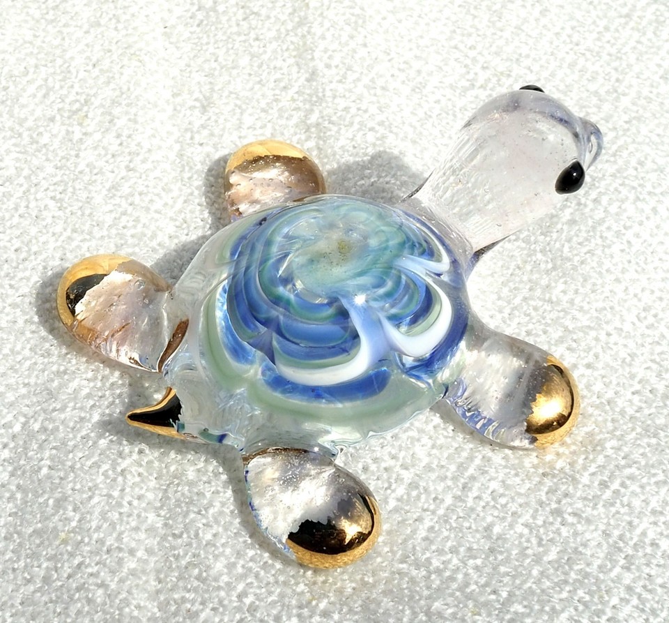 Blue Turtle handmade blown Glass figurine home decor - GIFT Cute | eBay
