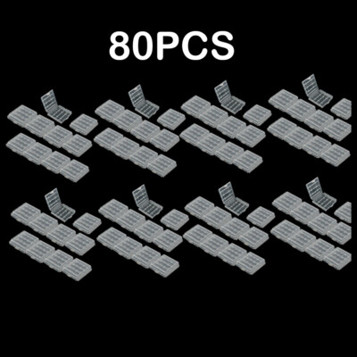 80Pcs Clear Hard Plastic Case Holder Storage Box For Rechargeable AA ...