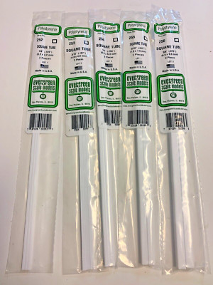 Evergreen Styrene Square Hollow 14" Tube Rod Plastic Assortment 7 packs ...