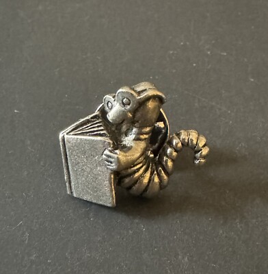BOOK WORM PEWTER LAPEL PIN JIM CLIFT DESIGN GIFT IDEAS | eBay