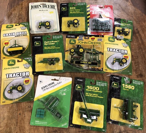 Lot Of 12 Ertl John Deere Tractors And Implement 1/64 In Packages 1993 ...