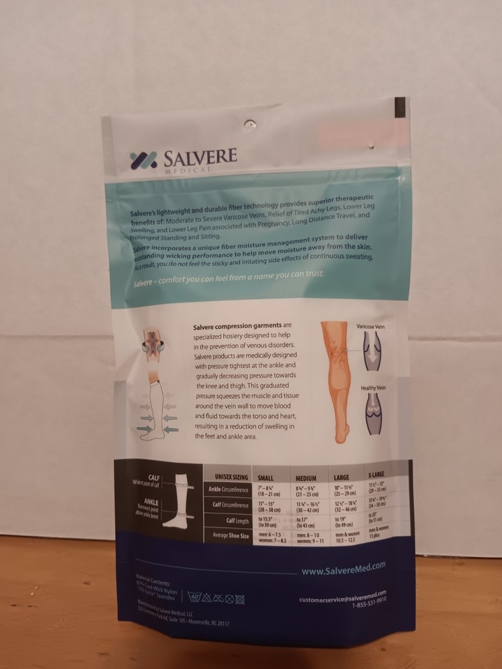Salvere Medical White Unisex Knee High Compression Socks Size XL | eBay