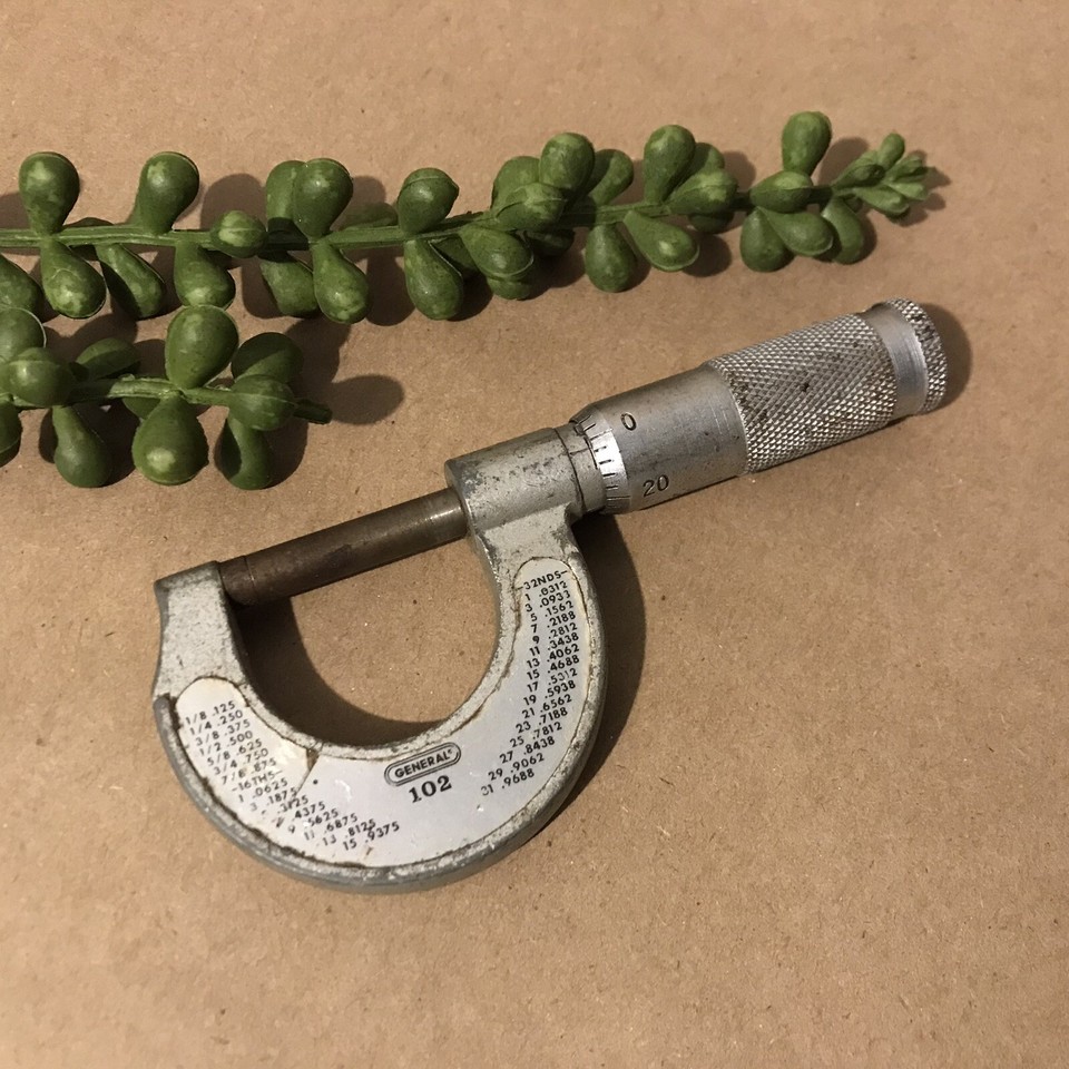 Vintage General 102 Micrometer Tool 0-1in x .001 Outside Diameter Made ...
