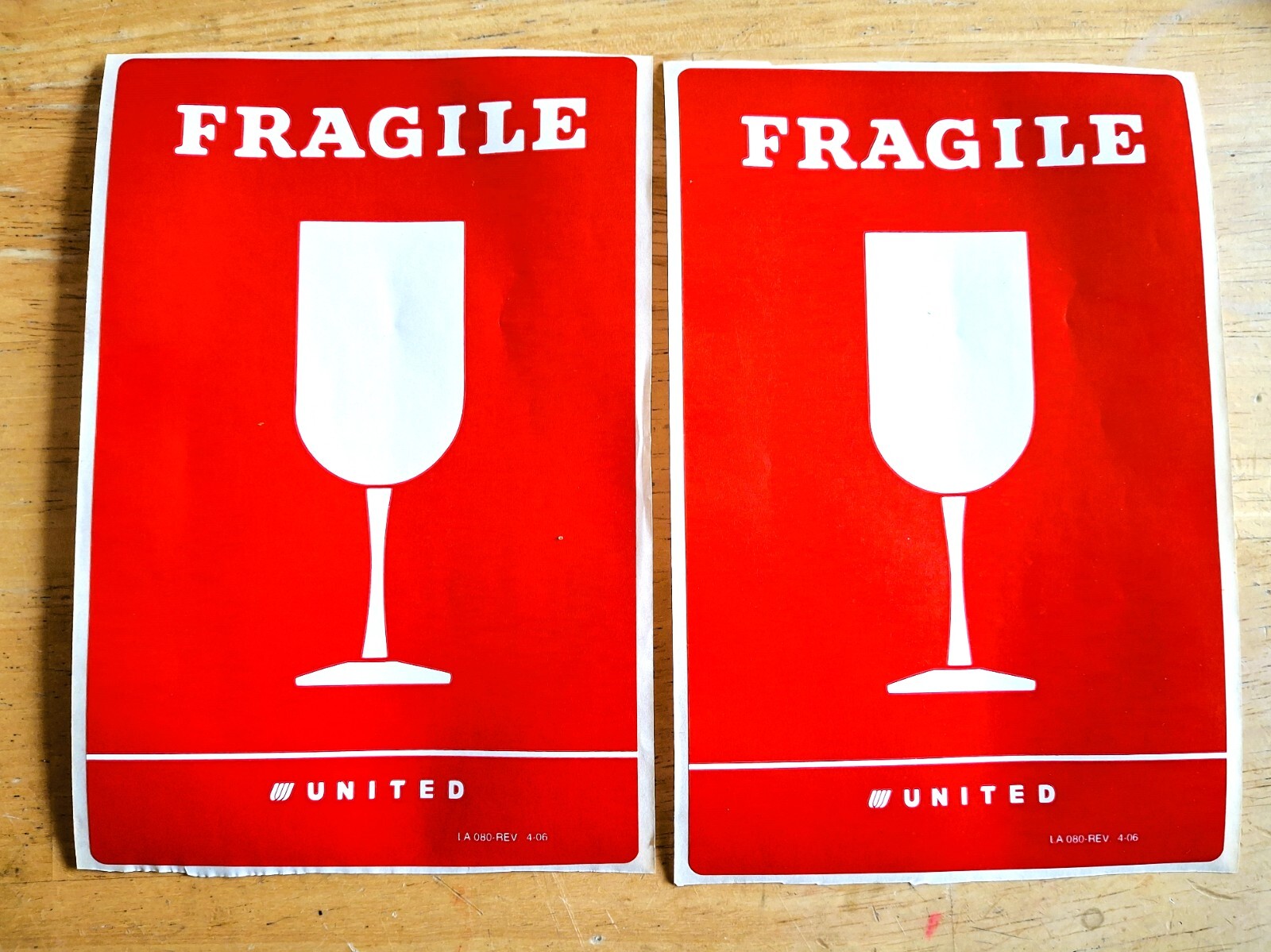 United Airlines 2 FRAGILE STICKERS 6 1/2IN X 4IN | eBay