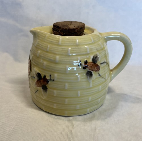 Vintage Bee Hive Handled Honey Jar Pot Pitcher w/Cork Stopper | eBay