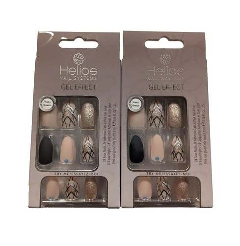 Helios Nail Systems Gel Effect Nails Set - Manicure 2 Pack Mani Glitter ...
