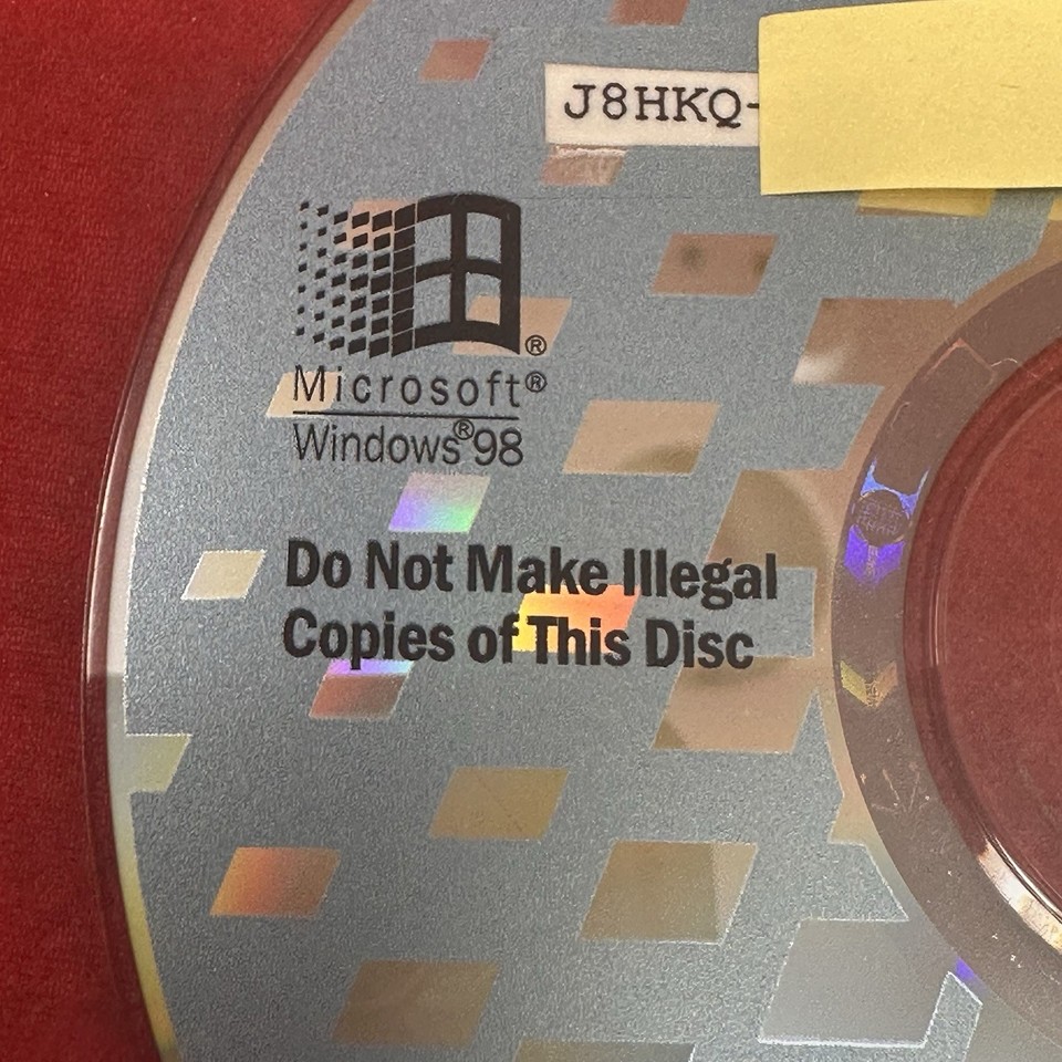 Microsoft Windows 98 For PCs Without Windows Disc Only with Key Code ...