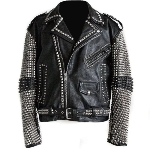 Men Studded Leather Biker Motorcycle Steam Punk Rocker Jacket Rock punk ...