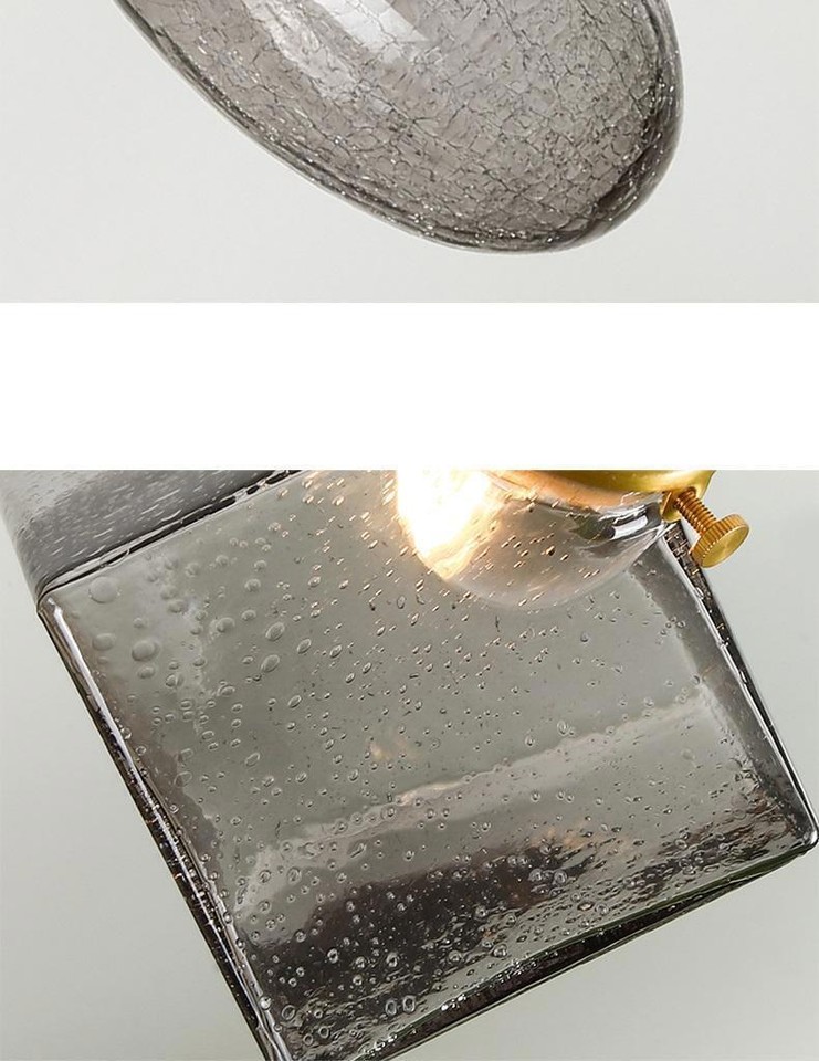 Ice Cube Glass Pendant Lamp Vintage Atmosphere Light Home Small Hanging ...