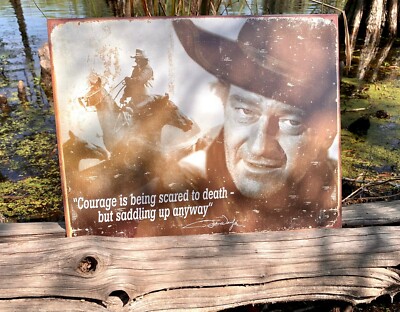John Wayne Courage Vintage Metal Tin Sign Wall Decor Garage Home Rustic ...