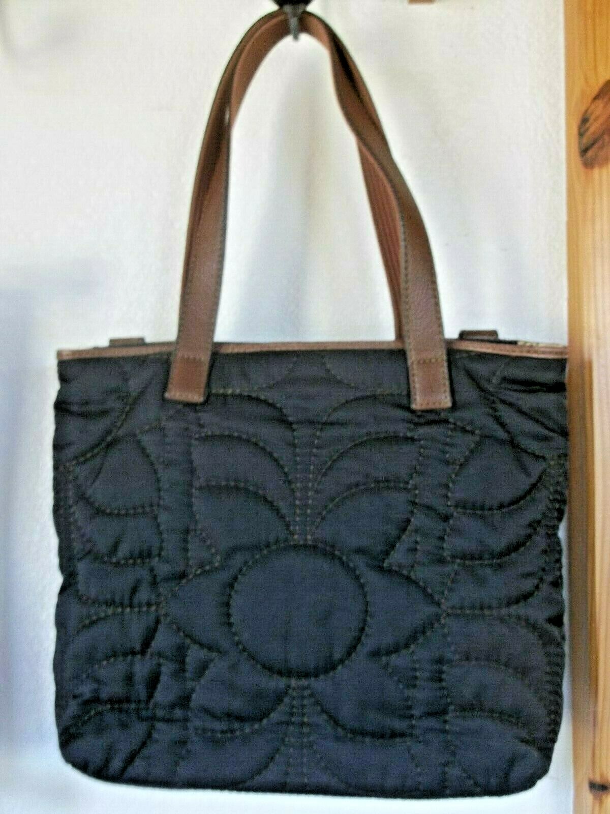 Fossil Brand Black Nylon Quilted Floral Pattern Leath… - Gem